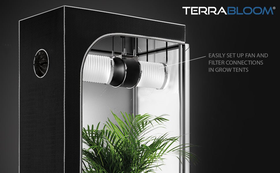 TerraBloom 10 Inch Flexible Ducting, White PVC Lightproof, 8 feet