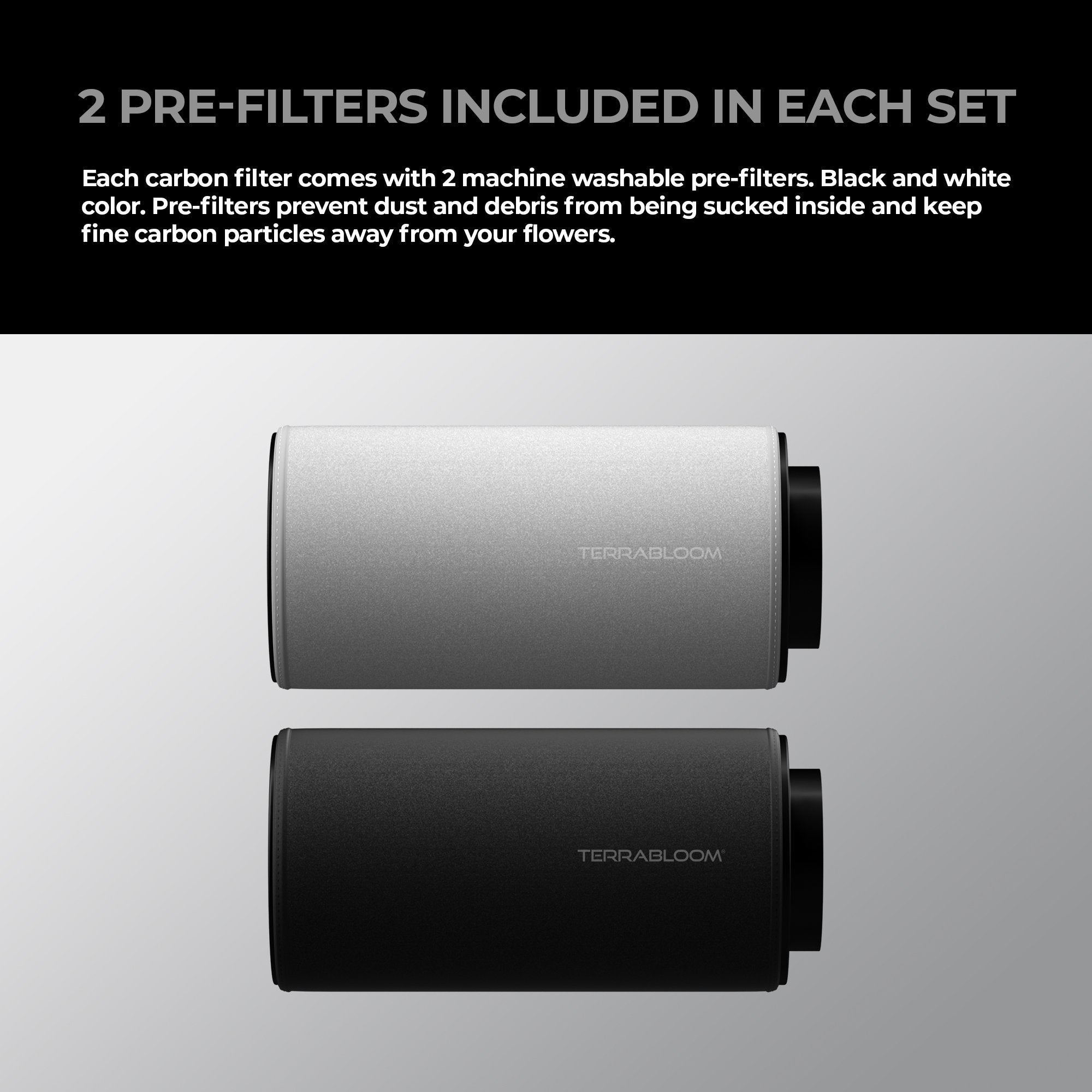 TerraBloom 6" Air Filter 24" Long, 1.8" (46mm) Thick, Airflow up to 55