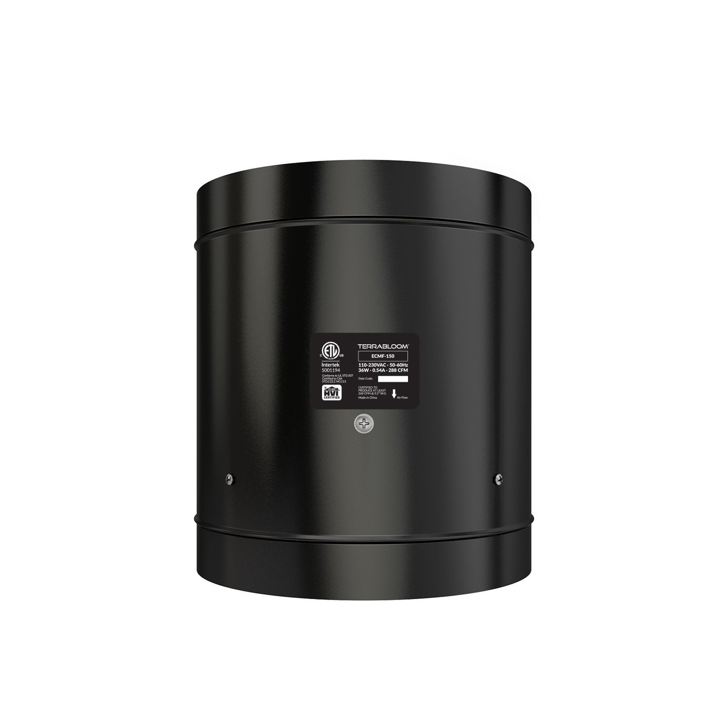 TerraBloom 6 inch EC fan | 288 CFM | 36 W | HVI and Energy Star Rated